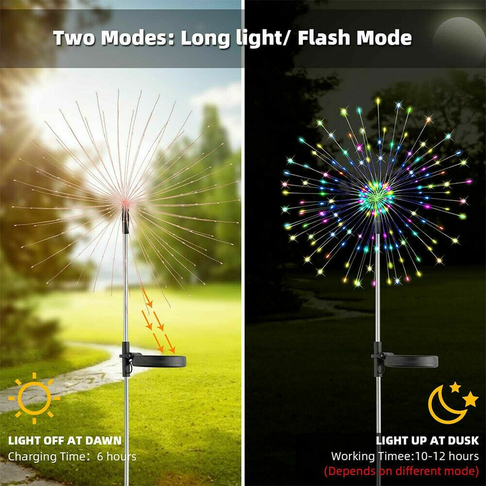 1PC 150 LED Solar Firework Fairy Light Waterproof Outdoor Path Lawn ...