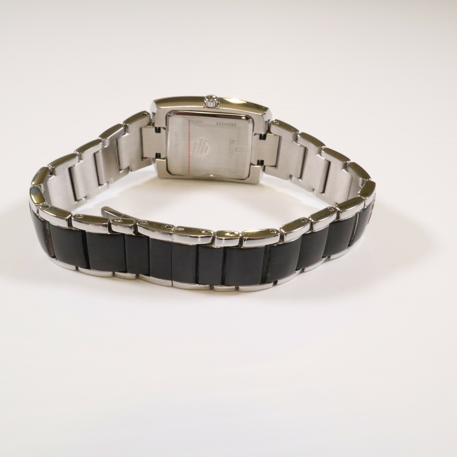 Bulova Two Tone Black and Silver Stainless 24 mm Rectangular Faced ...