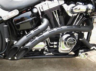 Bassani Black Radial Sweepers Exhaust Pipes Holes Heatshields Harley ...