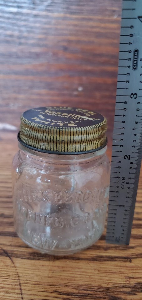 Vintage Empty Vaseline Blue Seal White Petroleum Jelly Glass Jar ...
