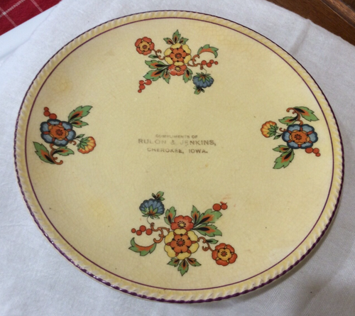 Antique Souvenir Plate Compliments Of Rulon & Jenkins Cherokee Iowa ...
