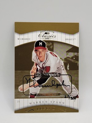 WARREN SPAHN 2001 DONRUSS CLASSICS AUTOGRAPH CARD AUTO 174 BRAVES /300 ...