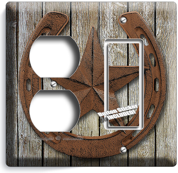COUNTRY RUSTIC WESTERN COWBOY LONE STAR HORSESHOE LIGHT SWITCH OUTLET ...