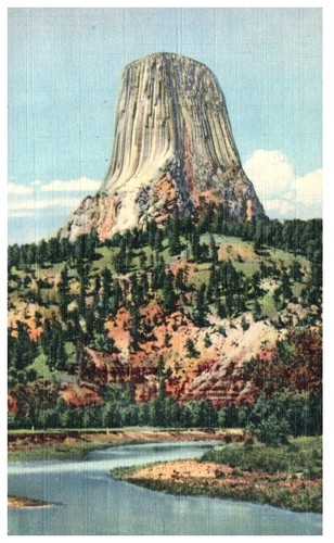 THE DEVIL'S TOWER IN NORTHEASTERN WYOMING.VTG LINEN POSTCARD*C2 | eBay