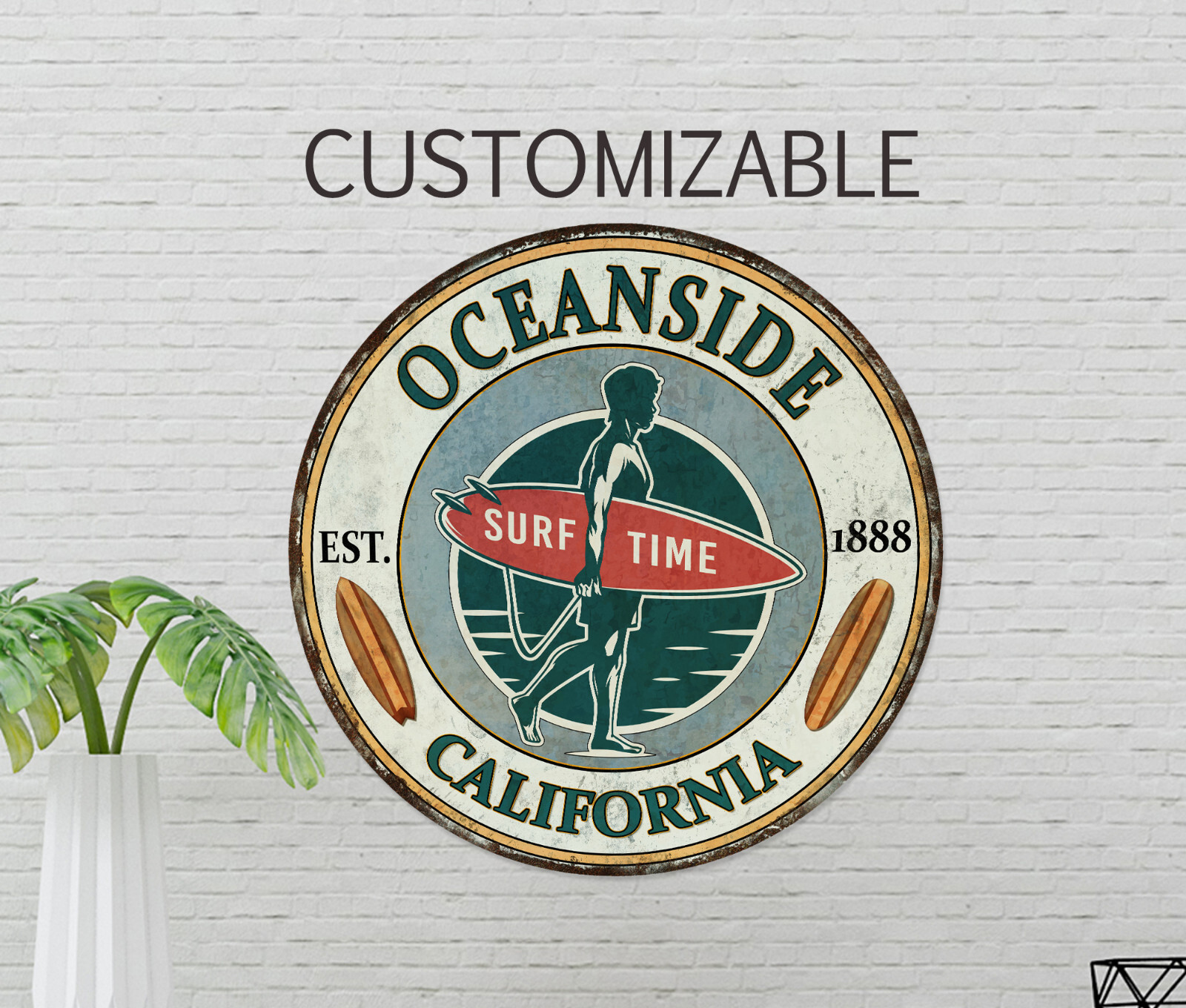 Personalized Surf Board Sign Beach House Coastal Décor Ocean Shop ...