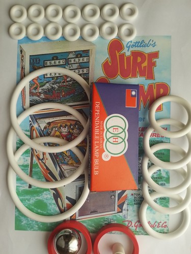 KIT COMPLET-FLIPPER -GOTTLIEB-SURF CHAMP-ELASTIQUE,BILLE,AMPOULES ...