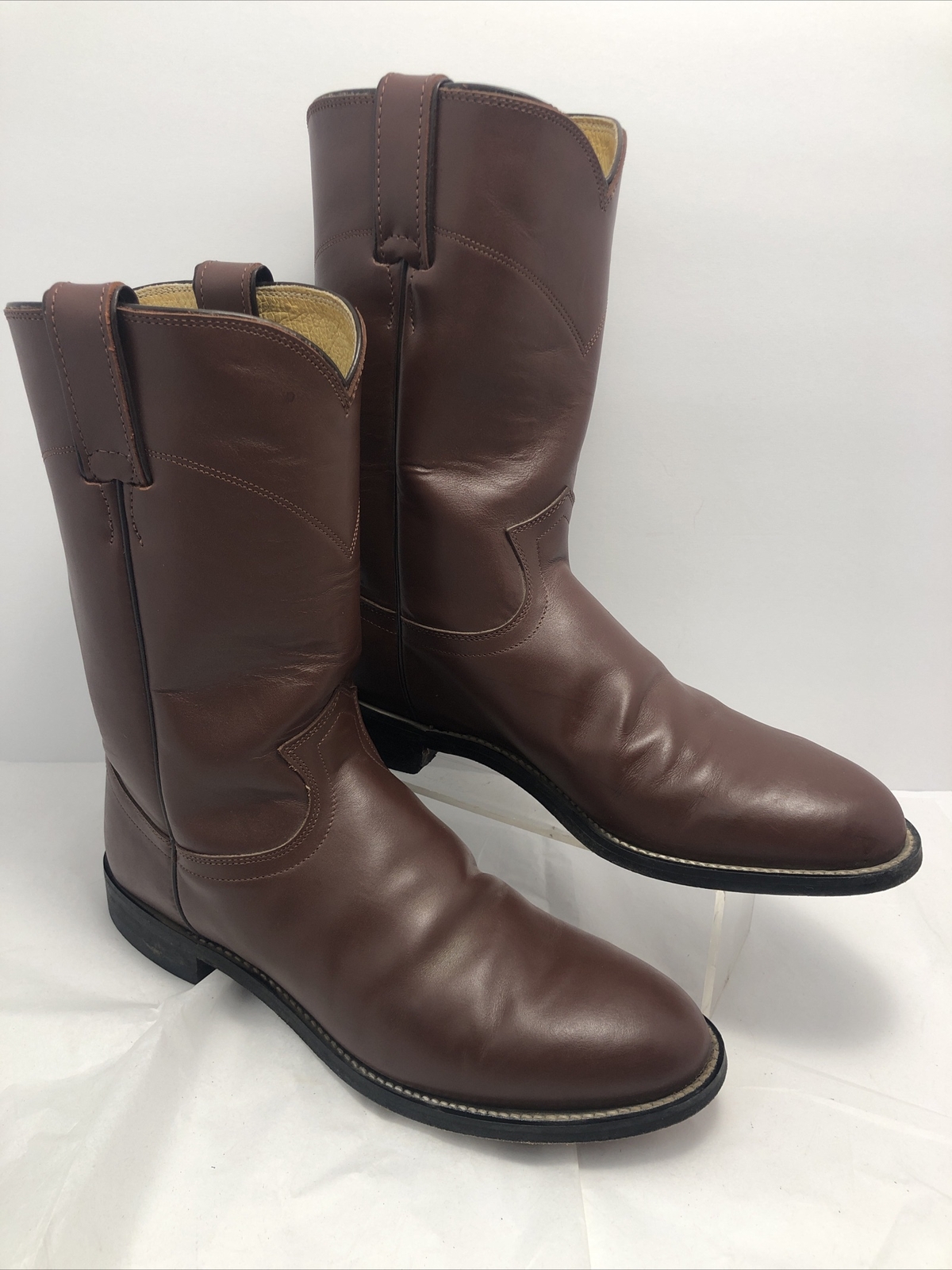 Justin Ropers Mens Cowboy Boots Style 3404 Size 8 D Brown Leather #32 ...