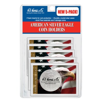 Christmas Holiday Gift 5 Silver Eagle Frosty Coin Cases Snaplocks ...