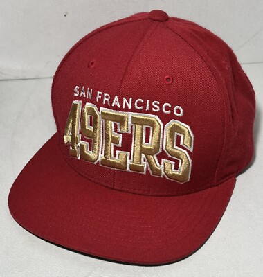 San Francisco 49ers Hat Cap Snapback Red Gold Mitchell Ness NFL Forty ...