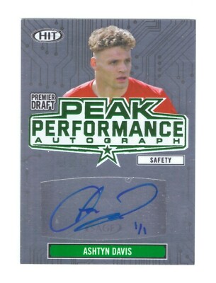 Jets ASHTYN DAVIS True 1/1 AUTO RC 2020 Sage Hit Premier Draft PEAK ...