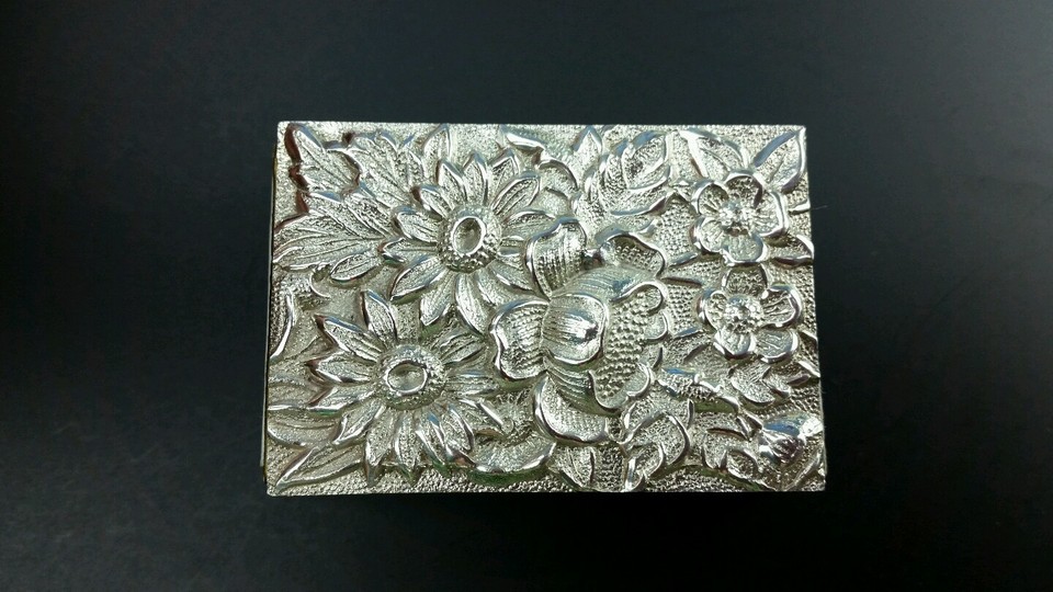 Kirk Repousse Flowers Sterling Silver Match Box Cover Great w/ Candle ...