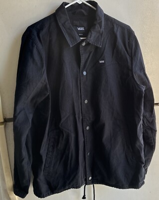 Vans Mens Black All Cotton , Long Sleeves, Snap Front, Logo Jacket Sz ...