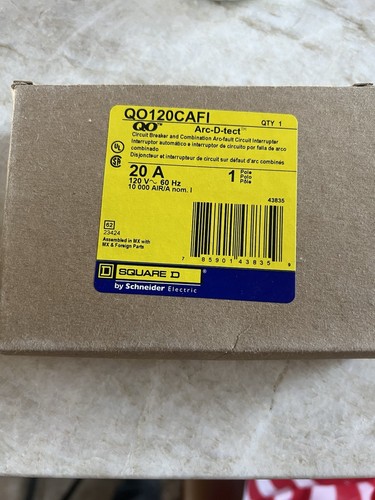 Square D QO120CAFI 20 Amp 1 Pole 120V Plug In Arc Fault CAFI ...