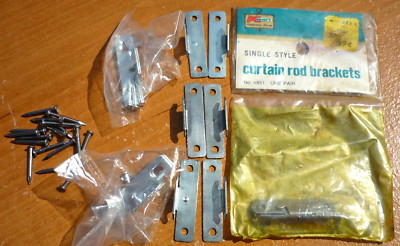 (6 Pairs) Single Curtain Rod Brackets w/ Nails Drapery Rod Bracket | eBay