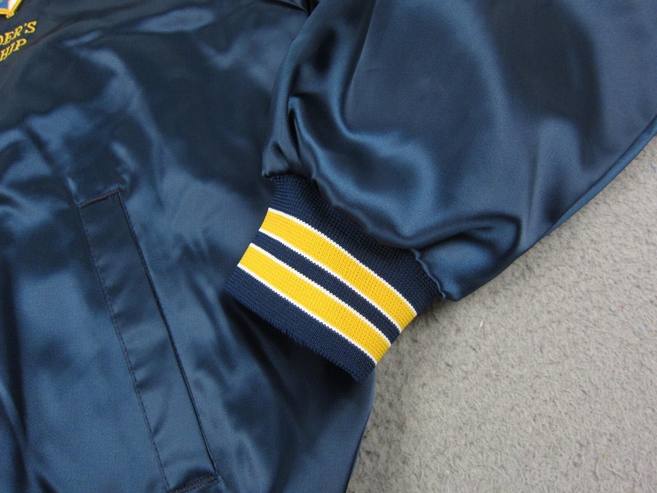 Vintage Amvets Jacket Mens Extra Large XL Blue Made in USA Satin Bomber ...