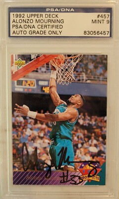 1992 Upper Deck Alonzo Mourning (Certified Autograph) RC #457 PSA 9 ...