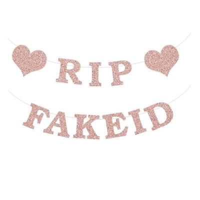 RIP FAKE ID Banner , Pink/Rose Gold 21st Birthday Decorations for HER ...