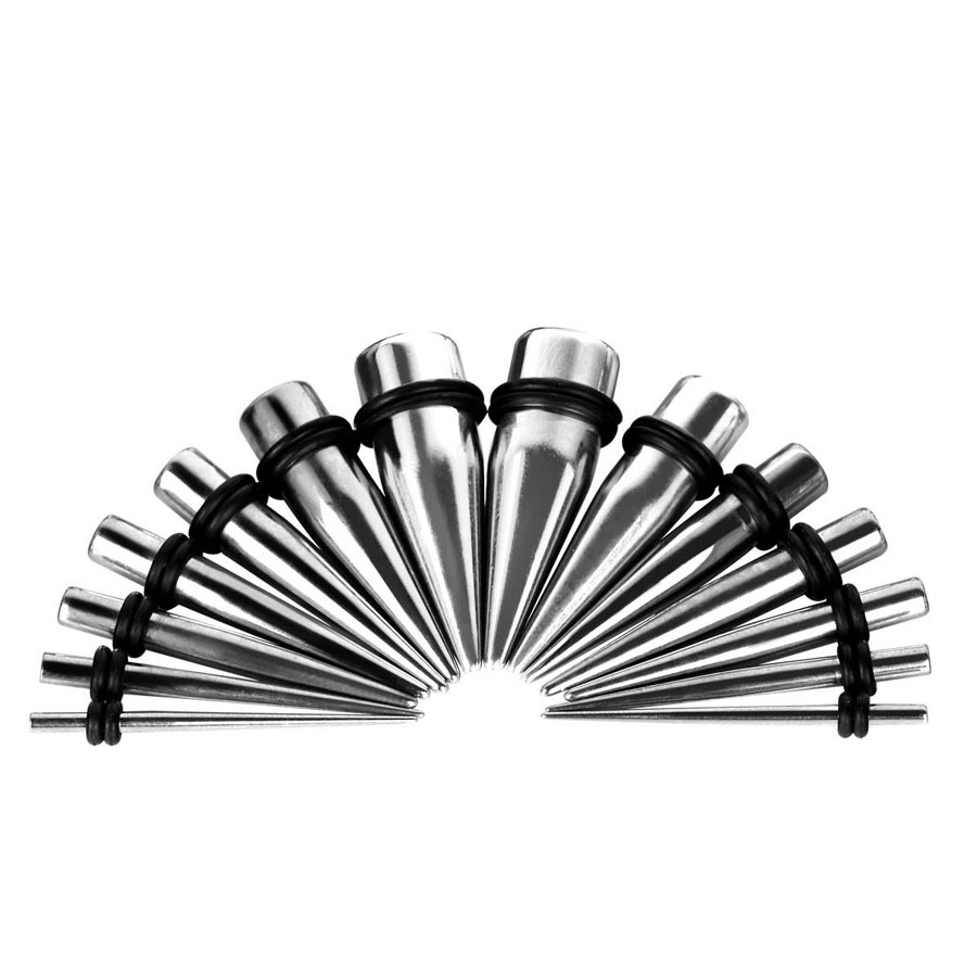 24PC Ear Stretching Kit 12G-00G Beginner Gauge Surgical Steel Taper ...