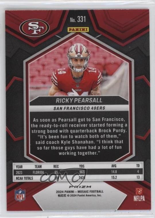 2024 Panini Mosaic Rookies Reactive Yellow Prizm Ricky Pearsall #331 ...
