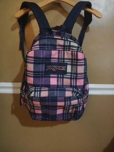 Jansport Pink & Blue checkered Plaid Backpack | eBay