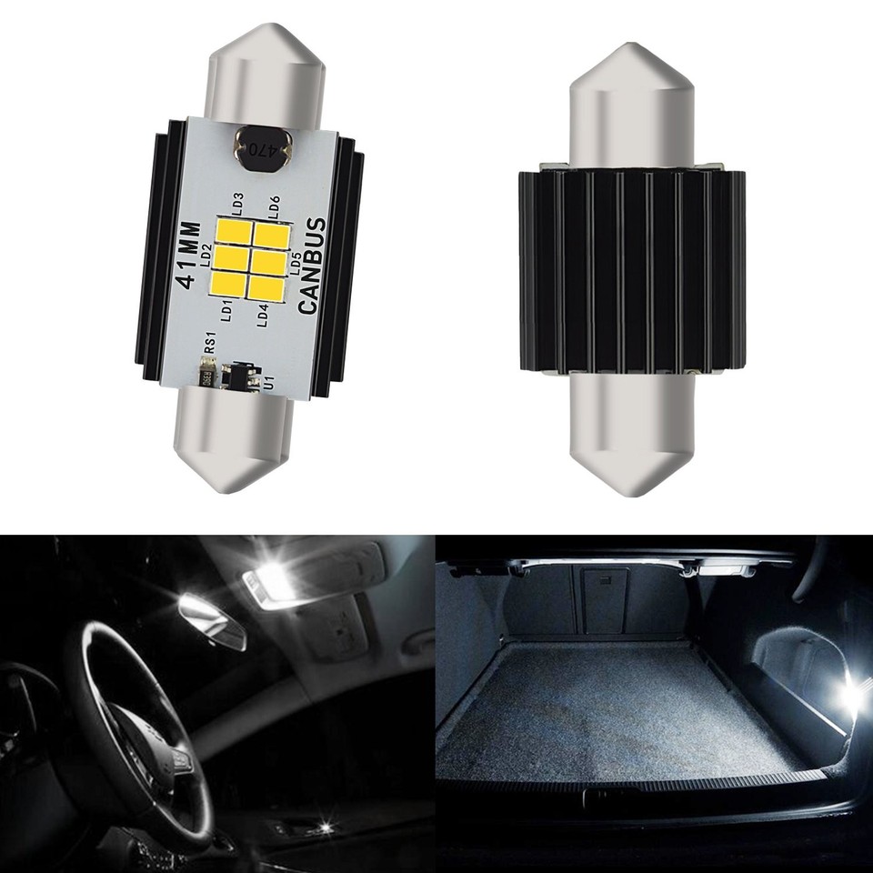 Car 41mm 3 SMD LED C3W White Number Plate Festoon Light Bulbs Lamp 12V ...