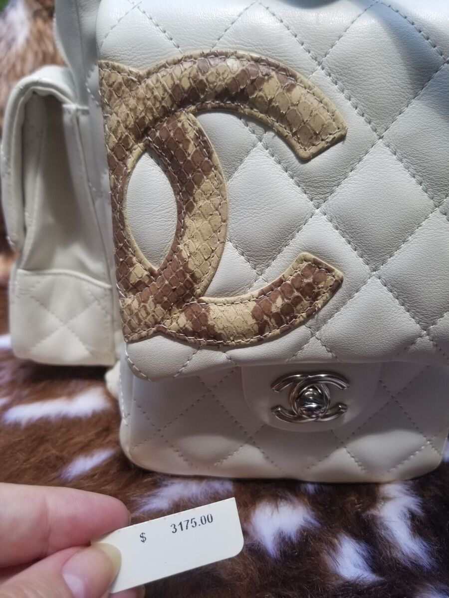 RARE Chanel White Black Python CC Cambon Reporter Bag With RARE Chanel White Black Python CC Cambon Reporter Bag With