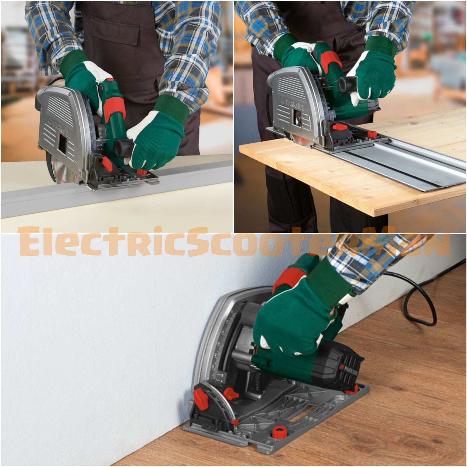 Parkside 1200W Ø165mm Circular Plunge Cut Saw With Guide Rail Track ...
