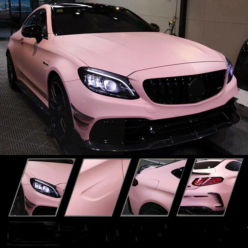 Matte Wrap Vinyl Car Auto Vehicle Pink Satin Color Change Sticker ...