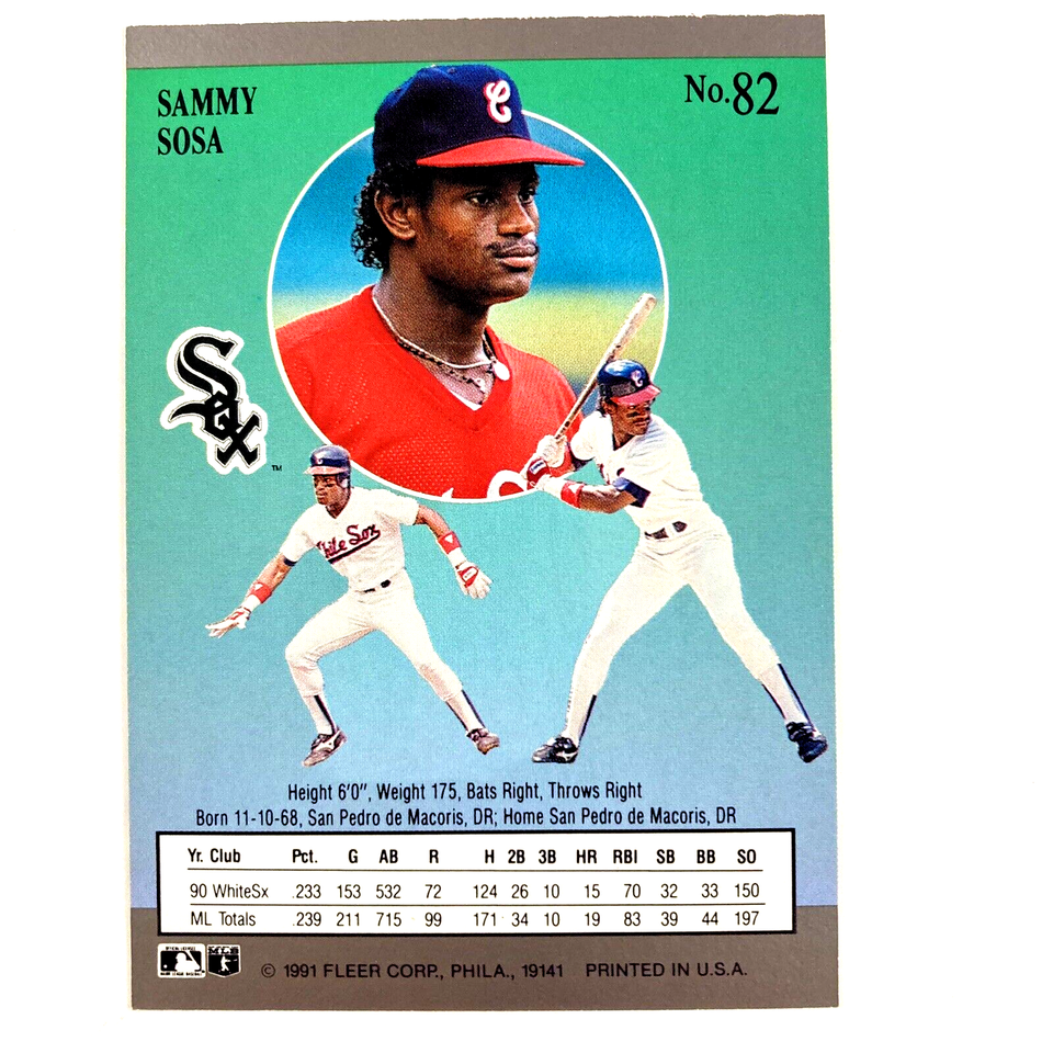 Sammy Sosa 1991 Fleer Ultra Card #82 MLB Chicago White Sox | eBay