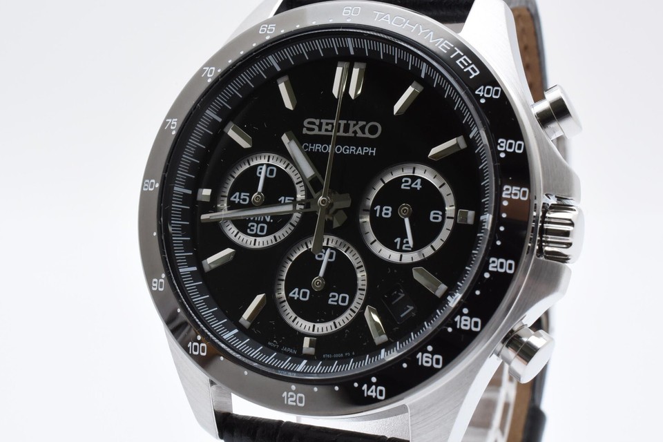 [MINT] SEIKO Chronograph 8T63-00D0 Men's Watch Black Dial Quartz From ...