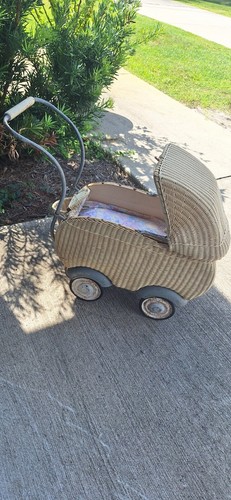 Victorian Antique Vintage 1800s Baby Doll Carriage Stroller Wicker Rare ...