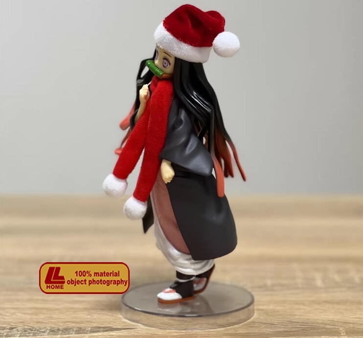Anime DS Kamado Nezuko wear Christmas hat scarf cute Figure Statue Toy ...