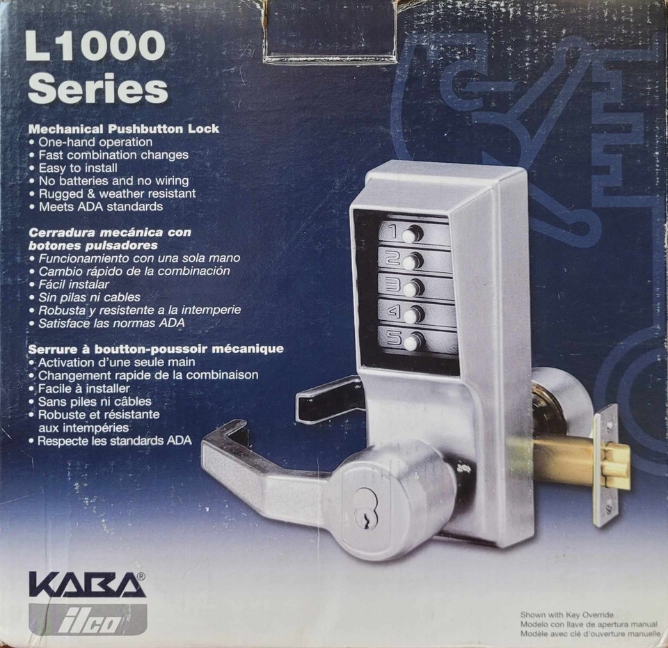 Kaba L1000 Series Mechanical Pushbutton Lockset Satin Chrome ...