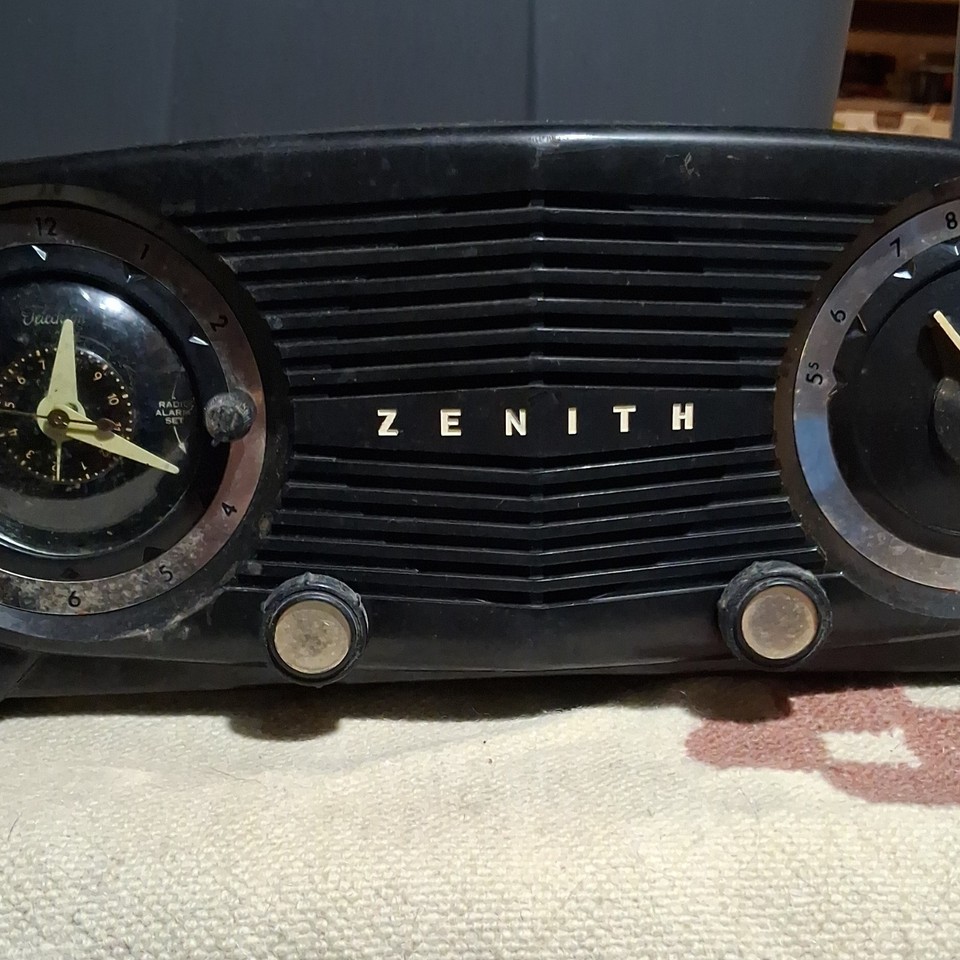 Zenith 1950s Collectible Vintage Tube Radio Black with Clock | eBay