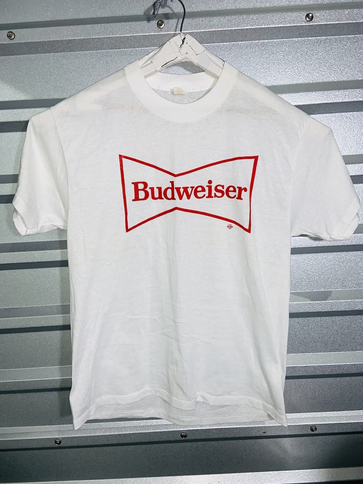 Rare Vintage 80s 90s Budweiser Beer Logo Graphic Whit… - Gem