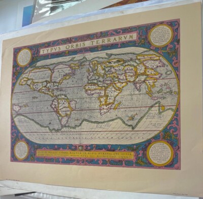 Vintage 1590 World Map Print by Abraham Ortelius 21 1/2" x 19 1/2" | eBay