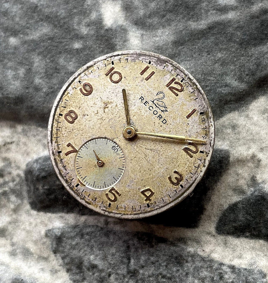 Vintage RECORD 107 movement SWISS MADE wrist watch mechanism 15 Jewels ...