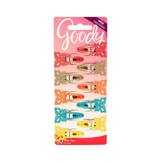 Goody Snap Hair Clips Pack of 10 Butterfly Contour Glitter Colors for ...