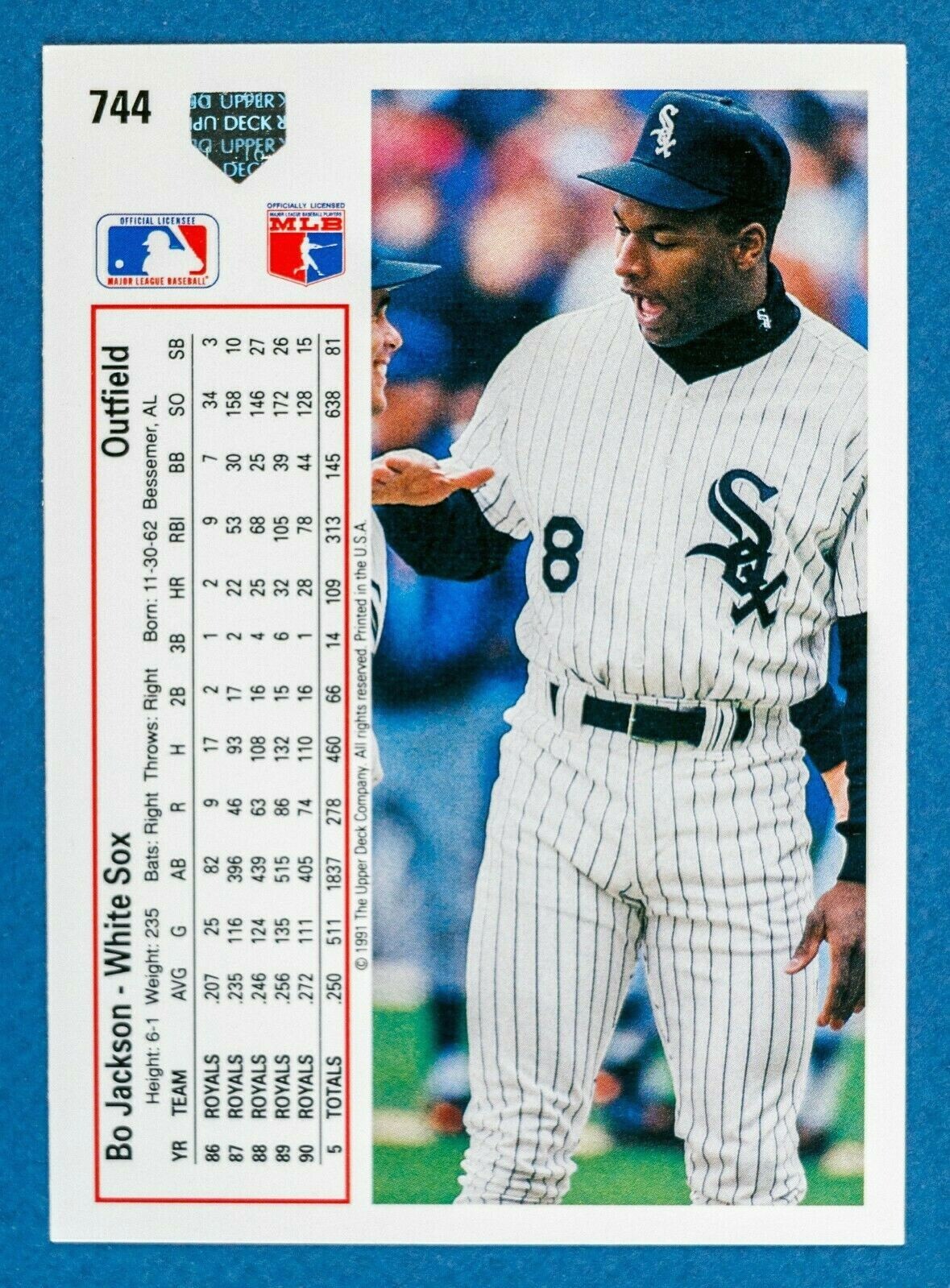 Bo Jackson #744 (1991 Upper Deck) Baseball Card, Chicago White Sox | eBay