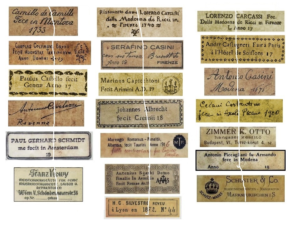 V114 Old Vintage Antique Violin Fiddle Maker Set of 19 Labels NICE! | eBay