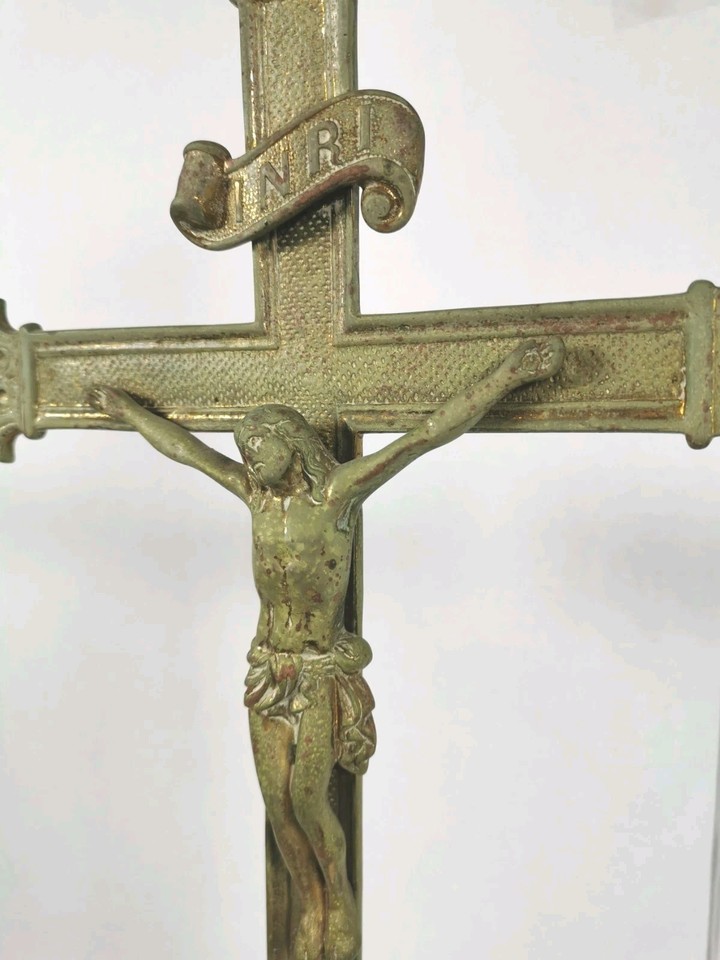 Antique Church Altar Brass Crucifix 2' Feet Tall Extra large Nice ...
