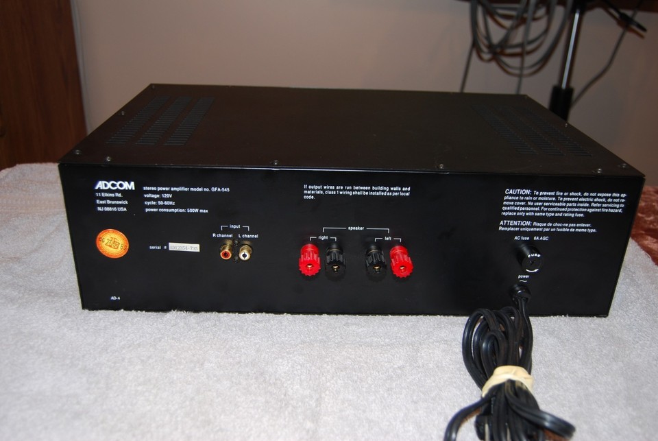 ADCOM GFA 545 Power Amp w/ upgraded electrolytic caps to PCB & Cardas ...