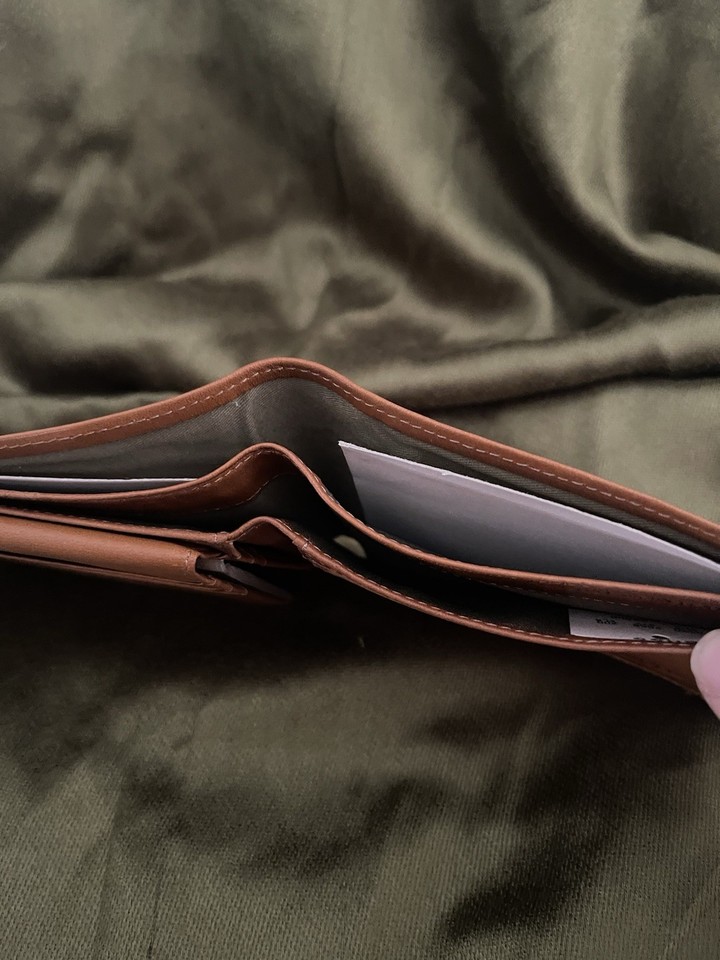 Bass Leather L Fold Wallet Cognac Brown | eBay