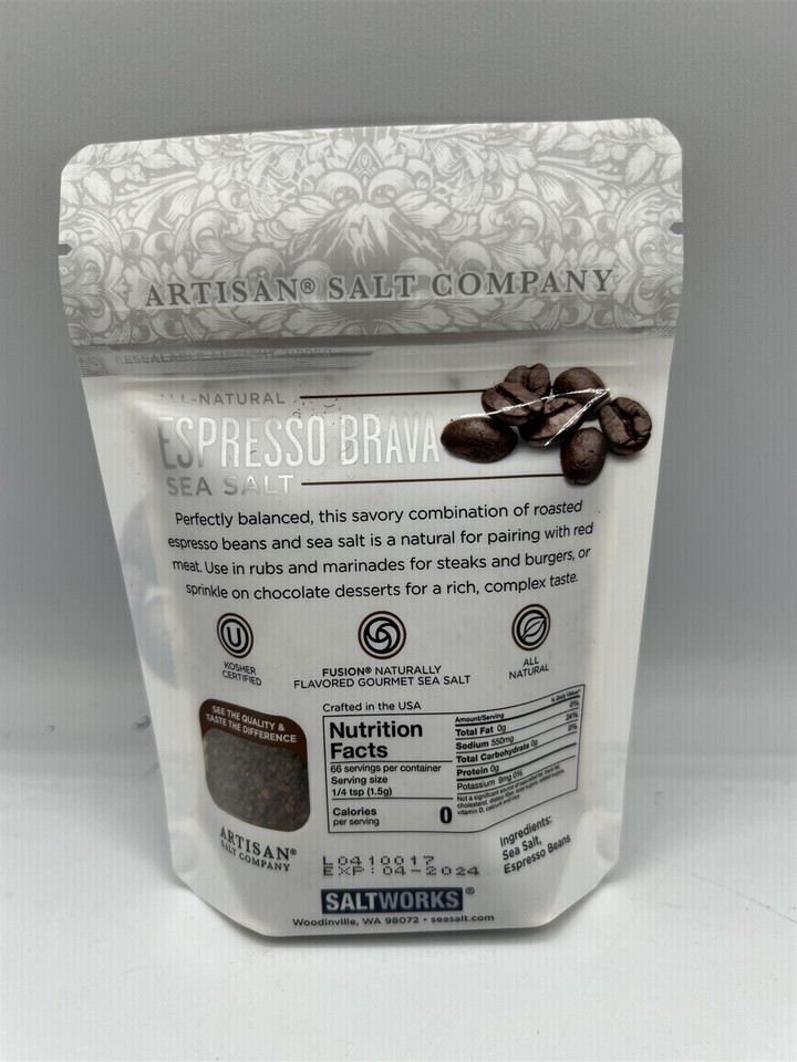 ARTISAN SALT CO FUSION FLAVORED SEA SALT ESPRESSO BRAVA 3.5 OZ ALL ...
