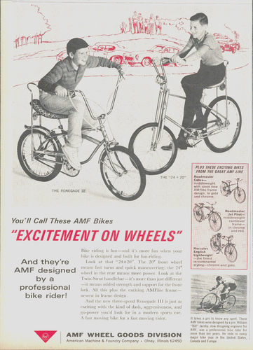 1965 AMF Bicycle vintage PRINT AD bike banana seat High handlebars 60's ...