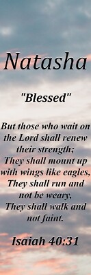 Natasha "Blessed" Keepsake Name Meaning Bookmark with Bible Verse and ...