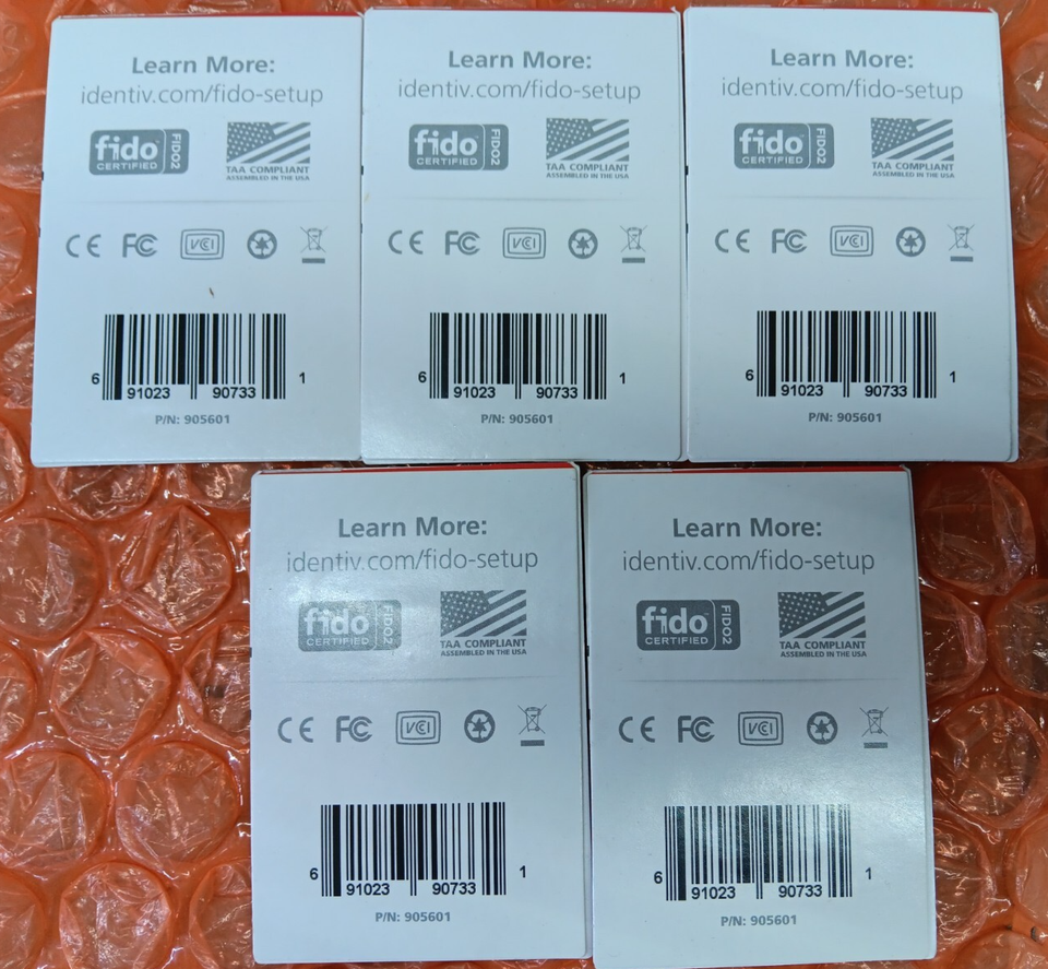 LOT 5 IDENTIV UTRUST FIDO2 NFC SECURITY KEY USB-A FIDO FIDO2 U2F PIV T8 ...