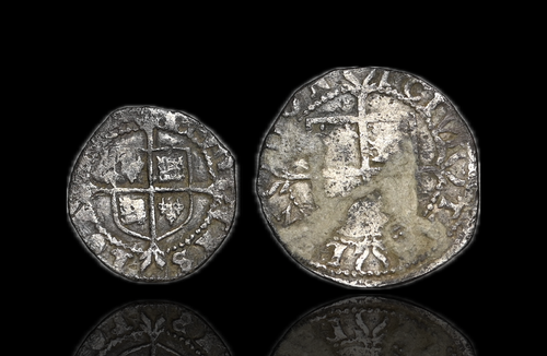 ENGLAND. Elizabeth I. 1558-1603. Silver Penny and Halfgroat, Lot of 2 ...