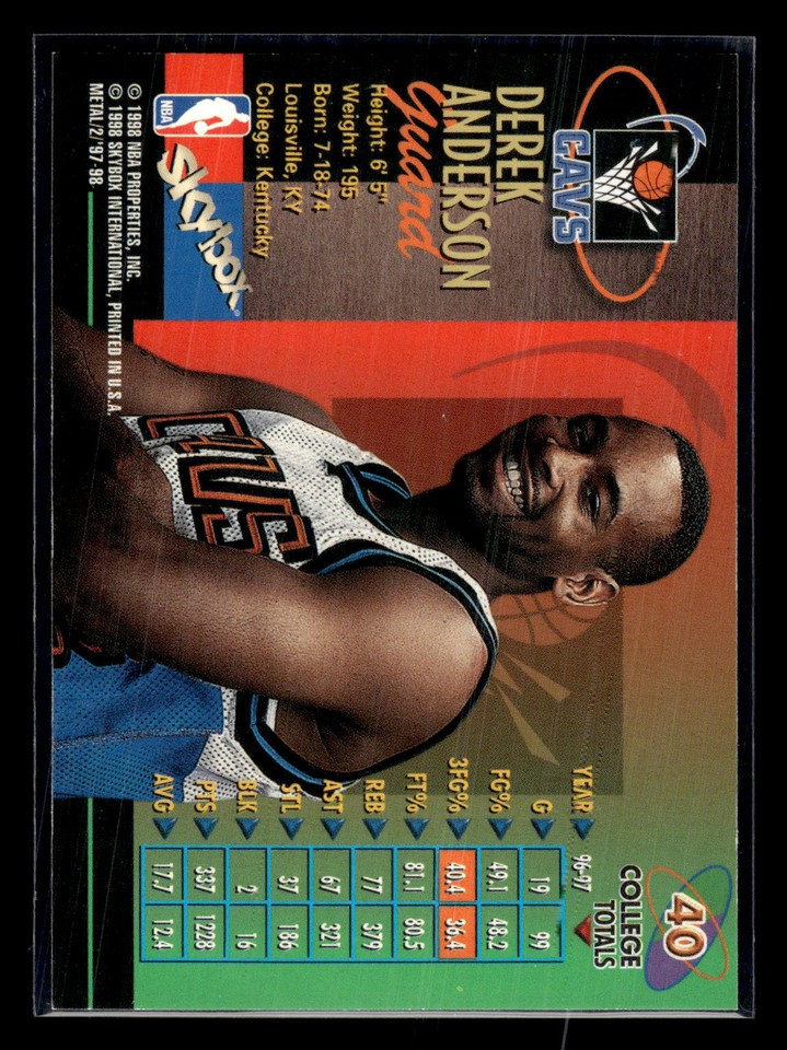 1997 Metal Universe Championship #40 Derek Anderson Rookie Cavaliers ...