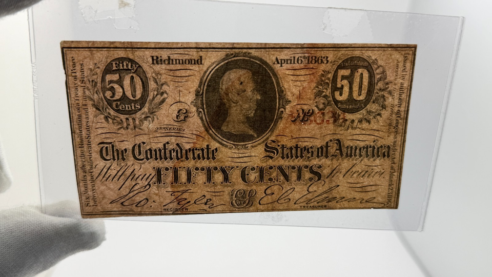 1863 50c Confederate US Fractional Richmond 50 cents Paper Note Fr# CS ...